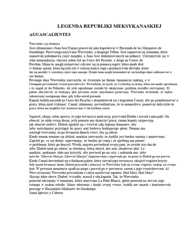 Legendy Republiki Meksykańskiej | PDF