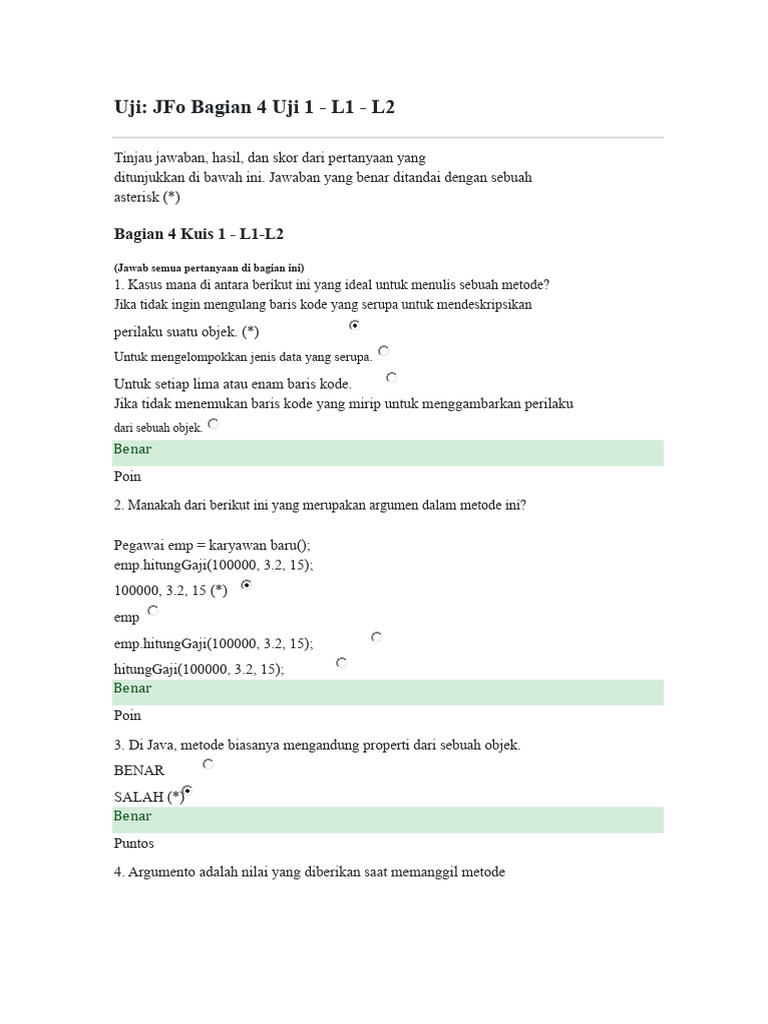 UjiUji: JFo Bagian 4 Uji 1 - L1 - L2 | PDF