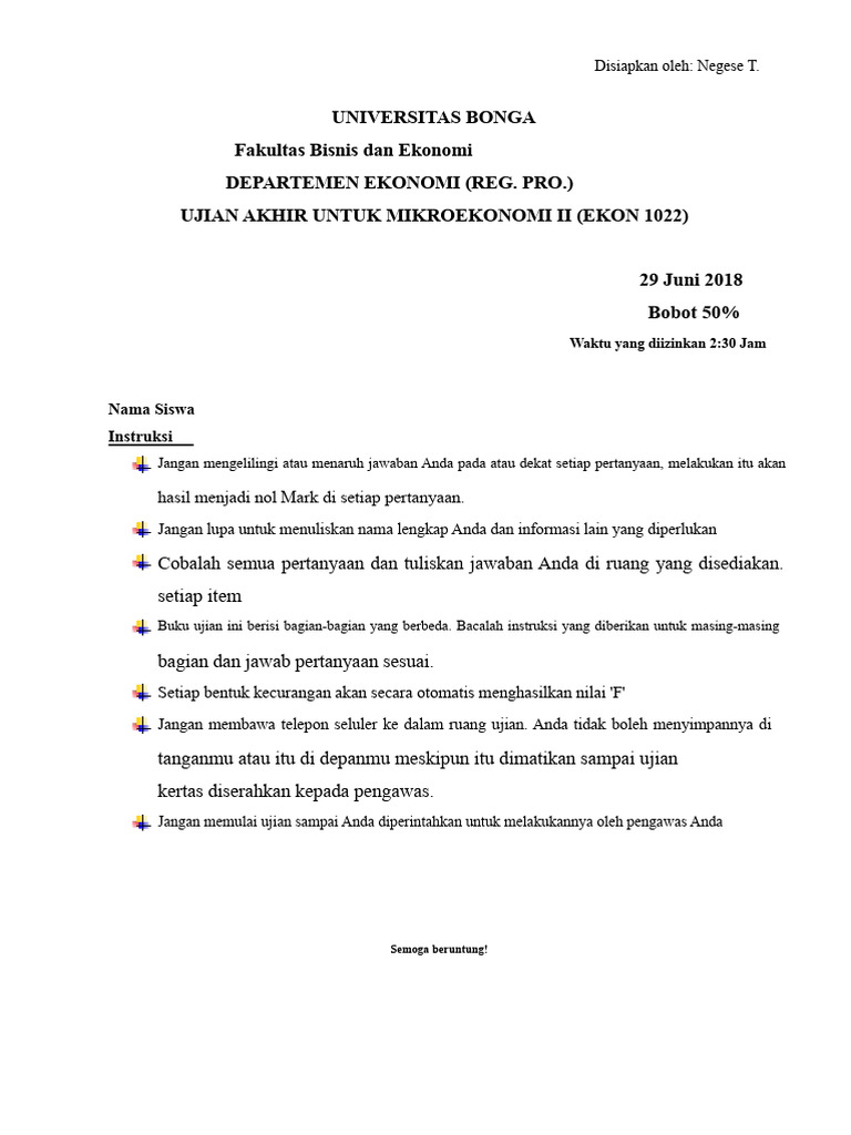 ujian akhir bonga micro II | PDF