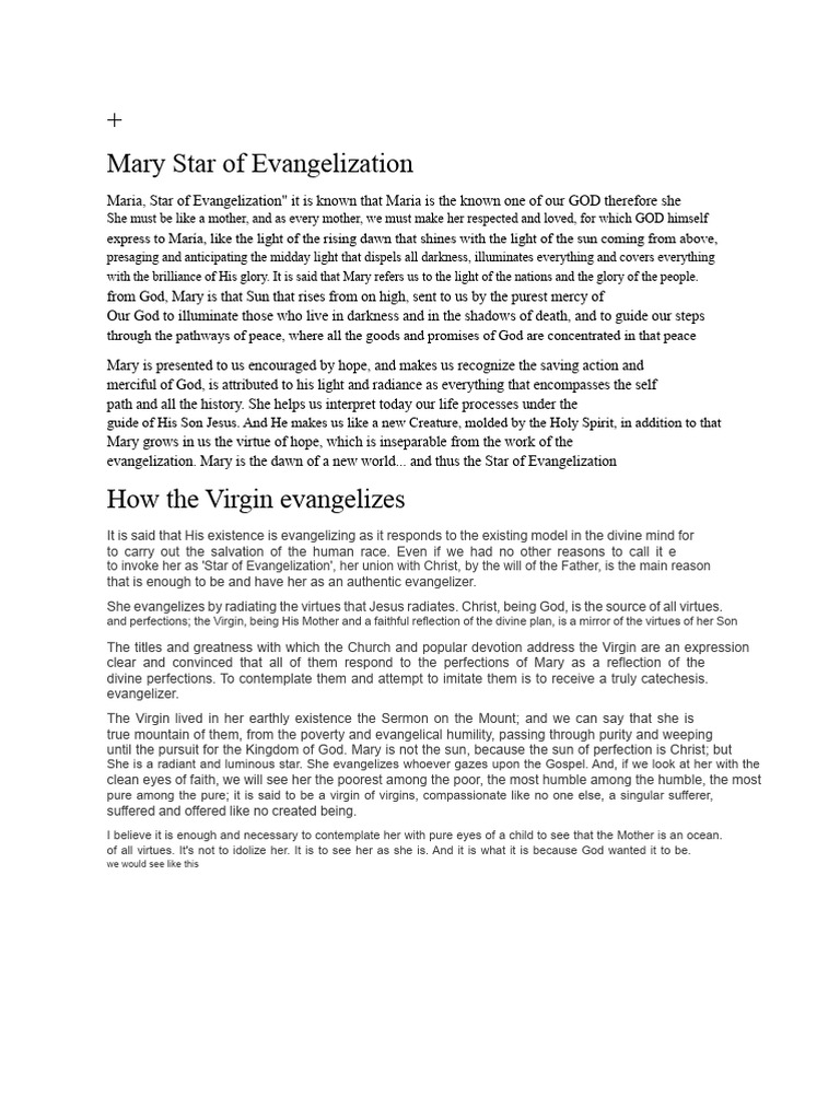 Mary: Star of Evangelization | PDF | Mary, Mother Of Jesus | Jesus