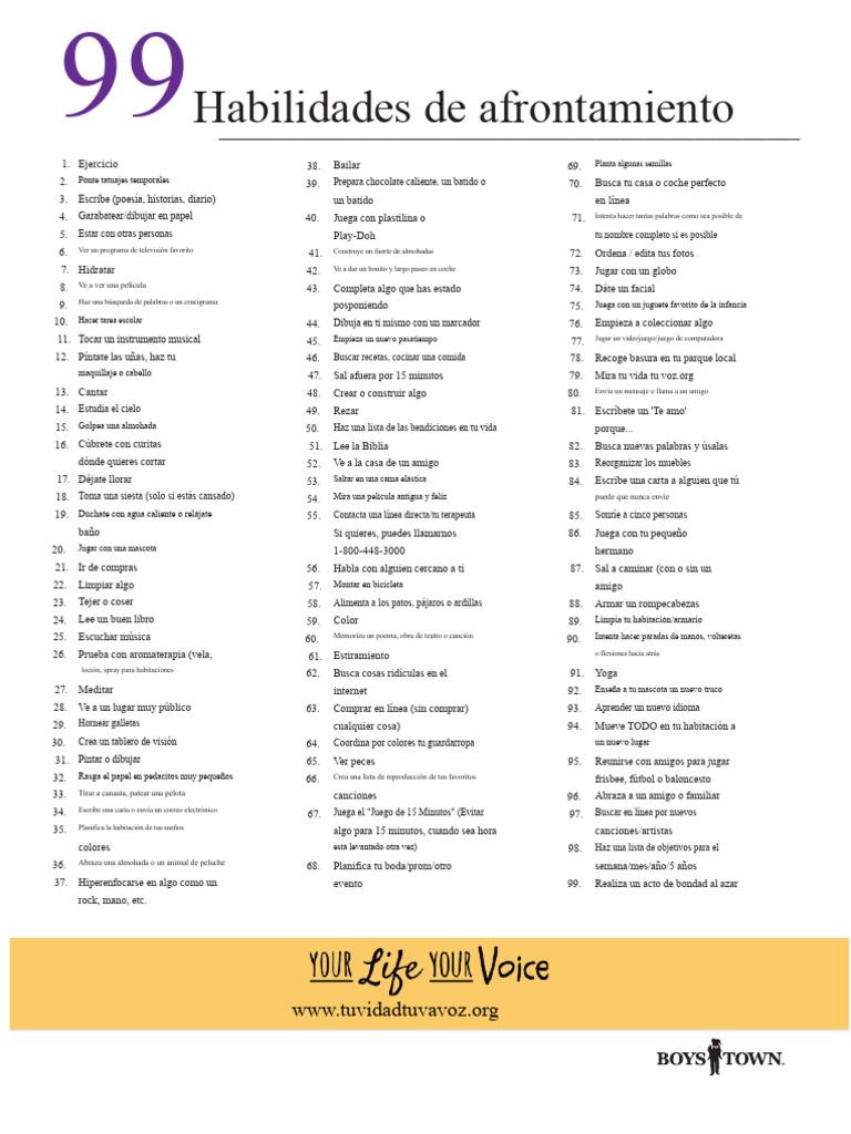 Póster de 99 Habilidades de Afrontamiento | PDF