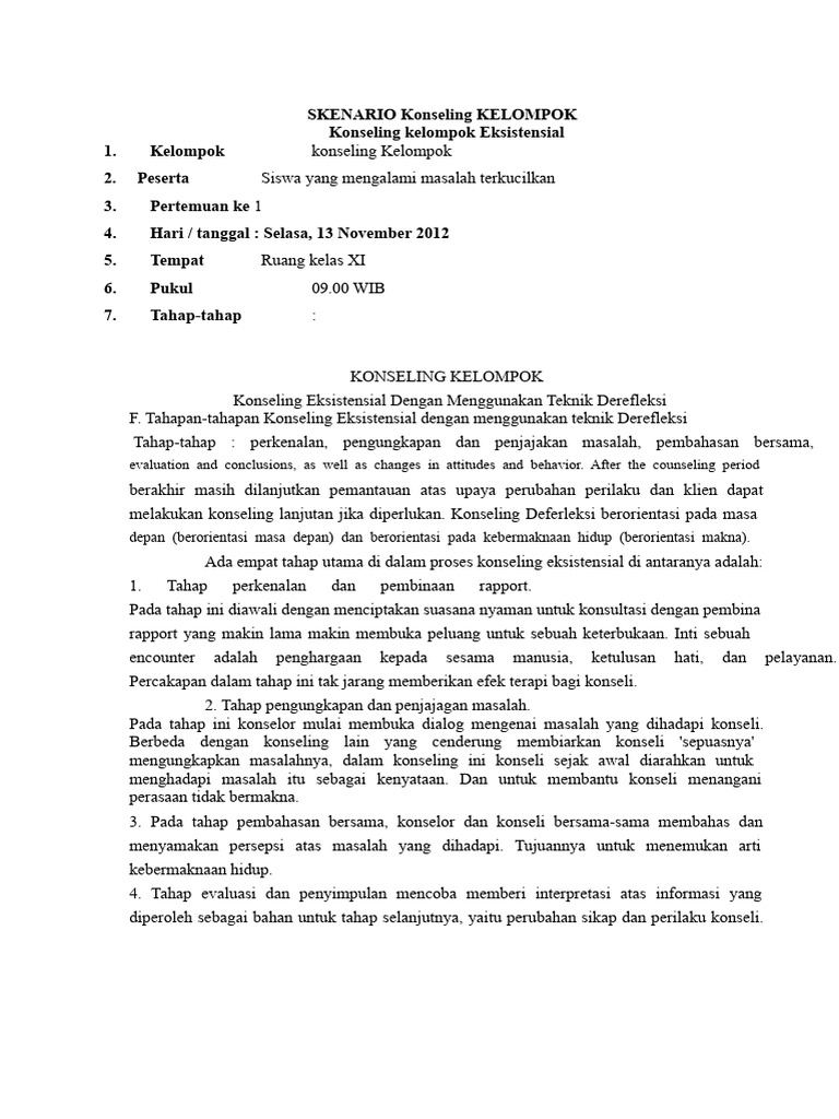 SKENARIO Konseling KELOMPOK | PDF