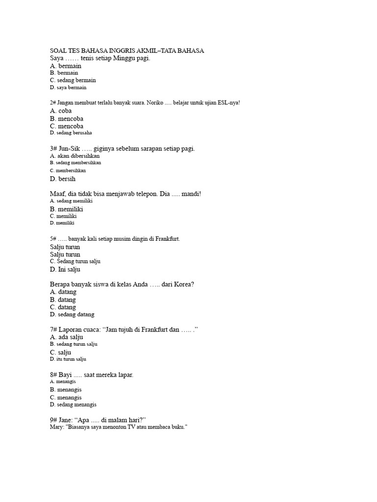 Soal Tes Bahasa Inggris Akmil 2023 | PDF