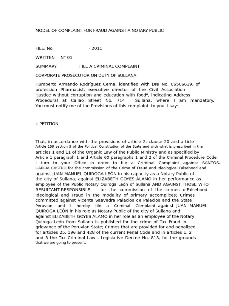 Fraud Complaint Against Notary Public | PDF | Crimes | Crime & Violence