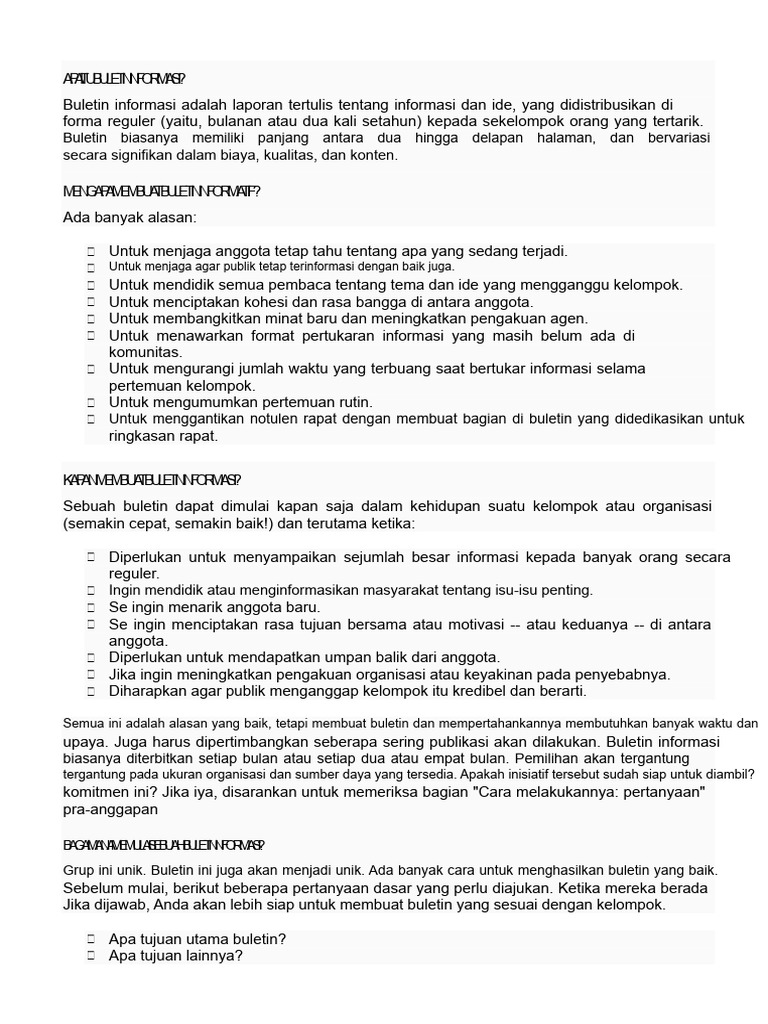 Memahami Buletin Informasi | PDF