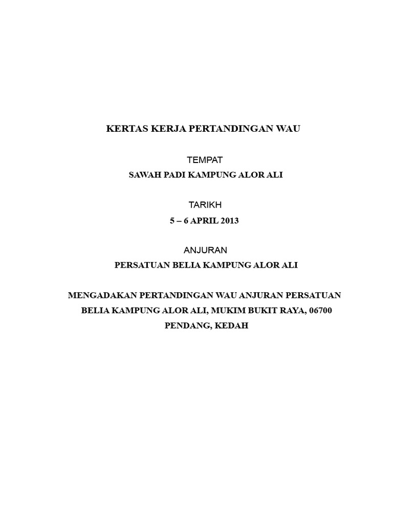 Pertandingan Wau Kampung Alor Ali 2013 | PDF