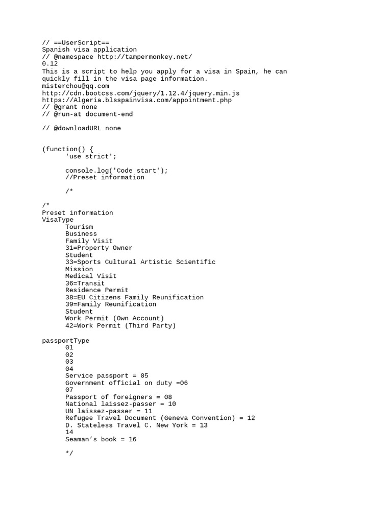 BLS Script 2 For Filling Out The Appointment Form (Auto Fill Appointment Form) | PDF ...