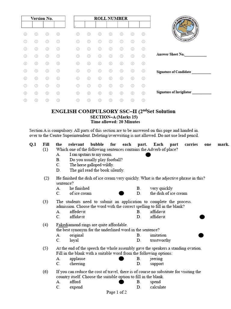 SSC-II English Compulsory Exam Paper | PDF | Crimes | Crime & Violence