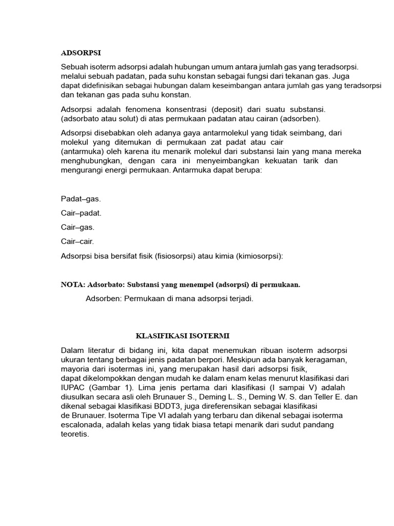 Klasifikasi Isoterm Adsorpsi Gas | PDF