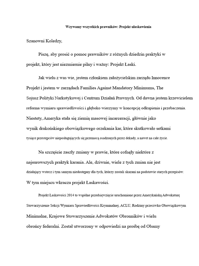 List o Ułaskawienie | PDF