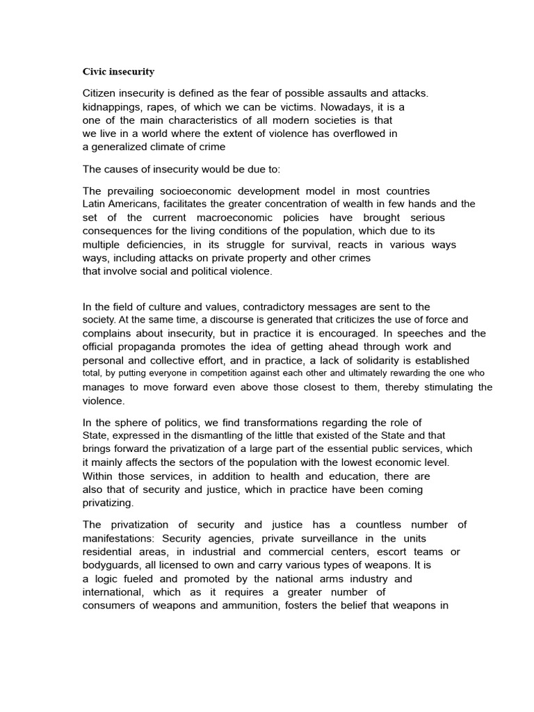 Citizen insecurity (Concept and causes) | PDF | Violence | Crimes