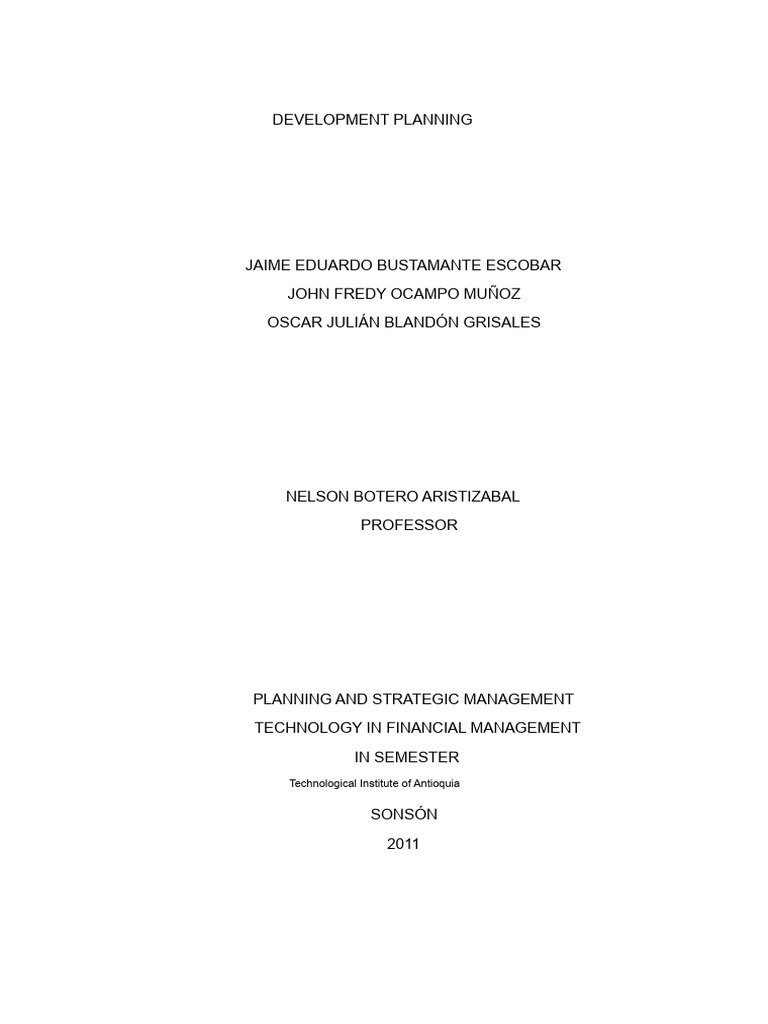 Essay Two Development Planning | PDF | Goal | Society