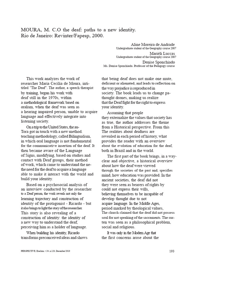The Deaf Path To A New Identity | PDF | Sign Language | Hearing Loss