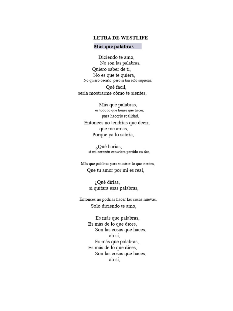 Westlife Más Que Palabras | PDF