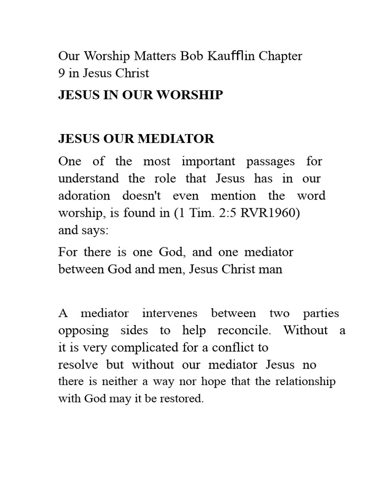 Jesus as Our Mediator in Worship | PDF | Jesus | God