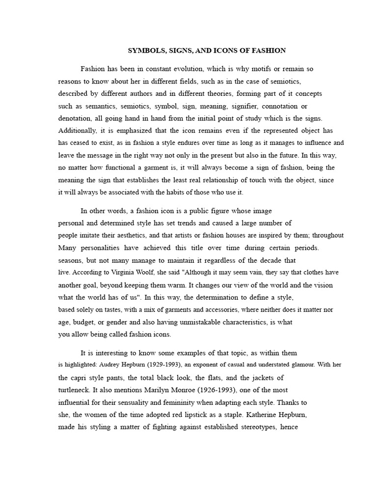 Symbols, Signs, and Icons of Fashion | PDF | Fashion | Semantics