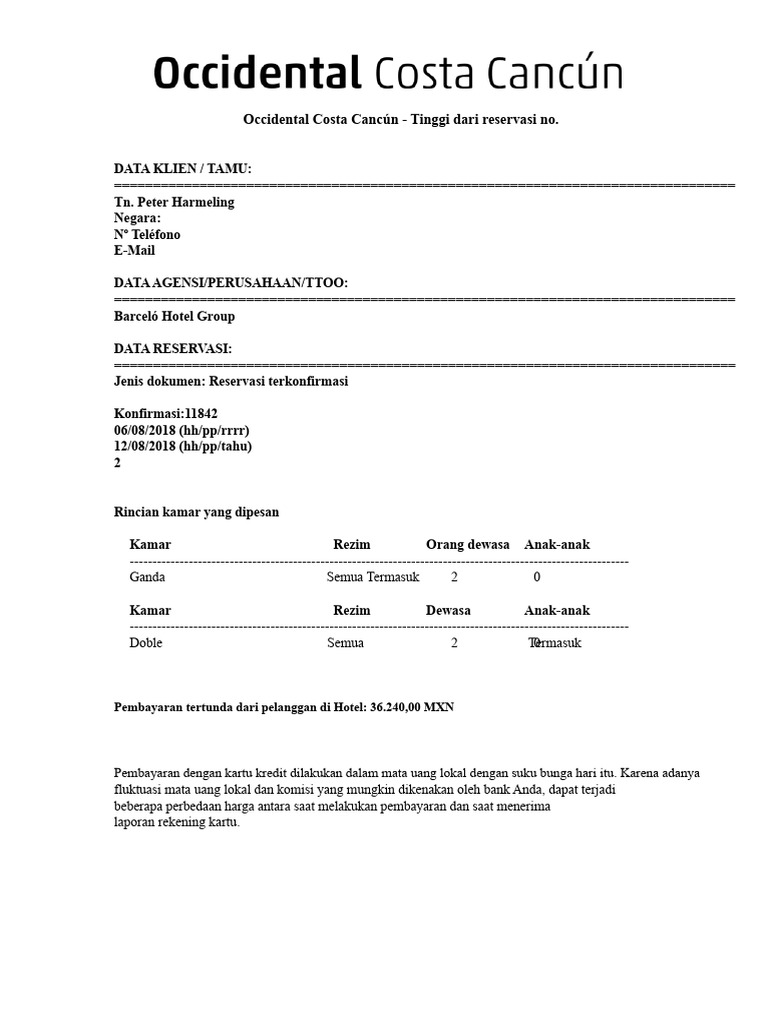 Contoh Konfirmasi Pemesanan | PDF