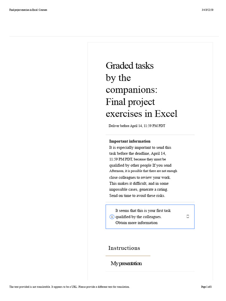 Final Project Exercises in Excel - Coursera PDF | PDF | Internal Rate ...