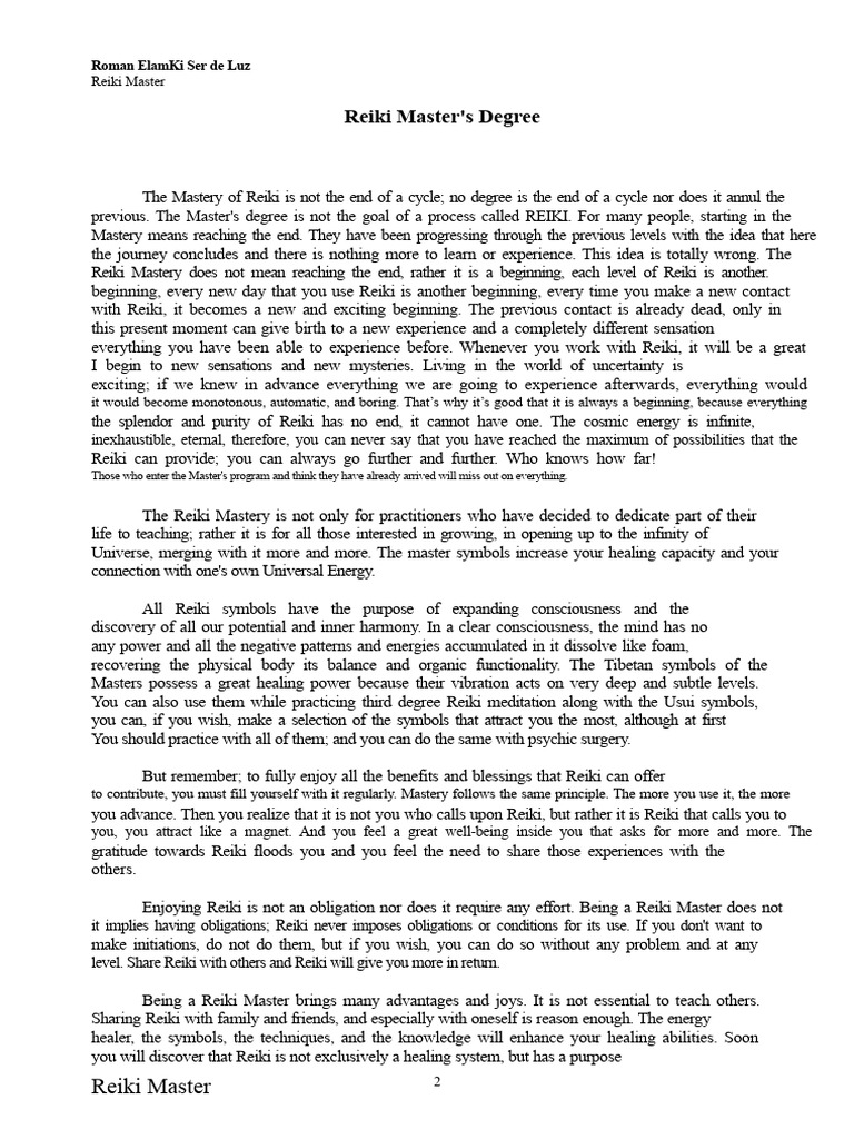 Reiki Level 4 Mastery Guide | PDF | Consciousness | Mind