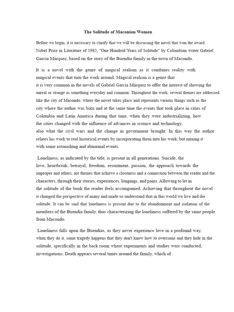 One Hundred Years of Solitude | PDF | Gabriel García Márquez