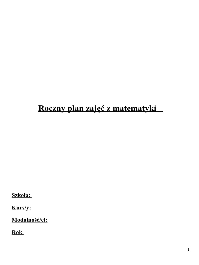 Roczny Plan Na 5 Rok | PDF
