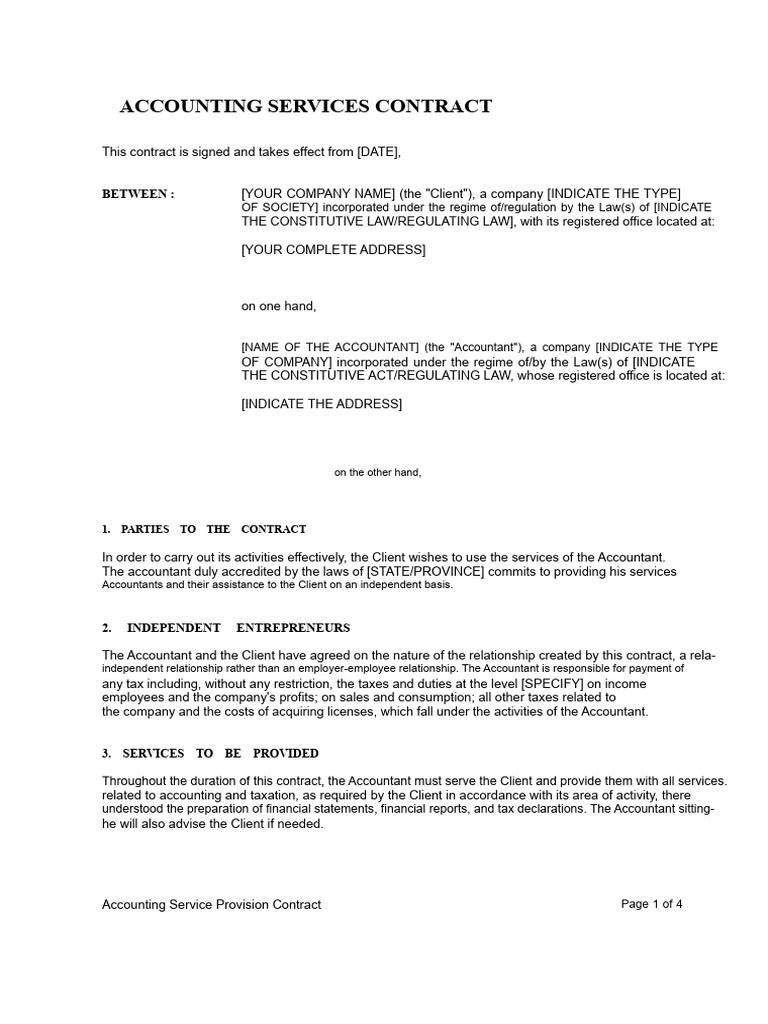 Contract For Accounting Services | PDF | Taxes | License