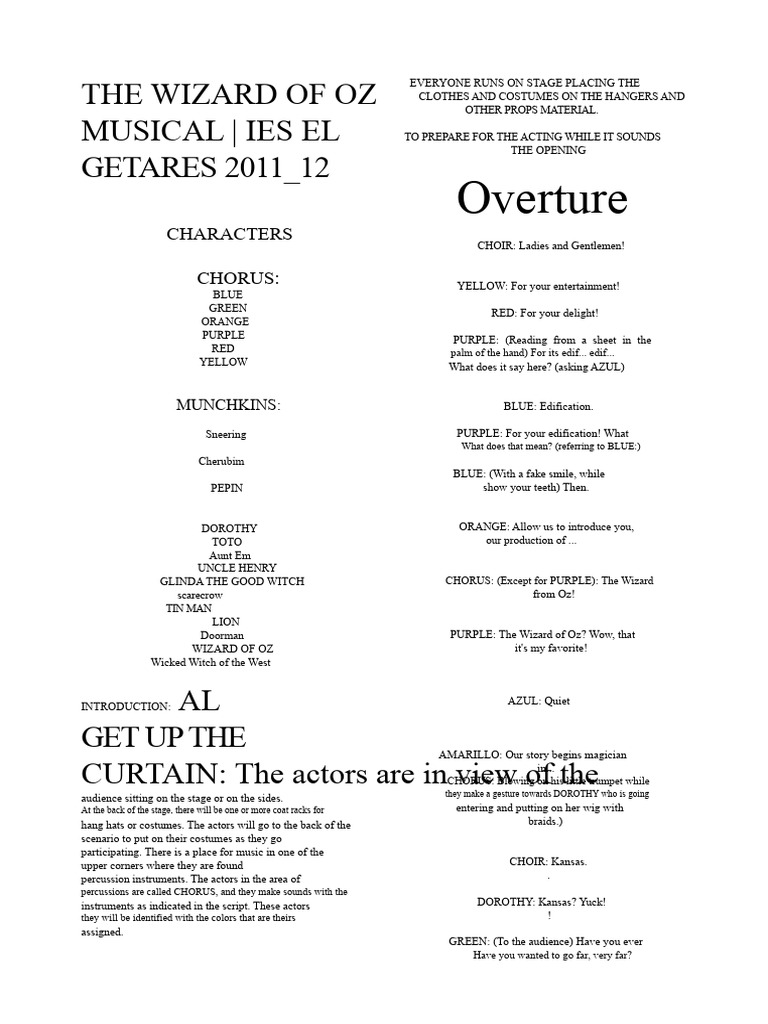 Extraordinary Script For Wizard Of Oz Images
