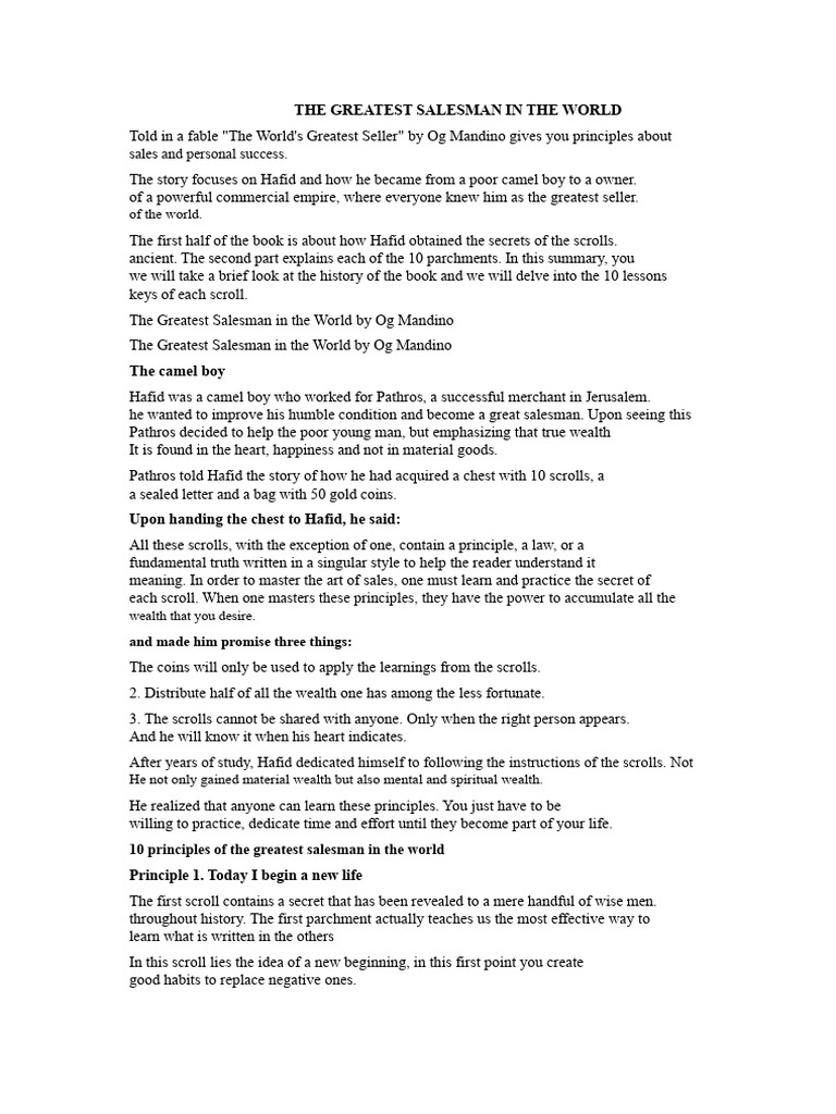 Principles of the Greatest Salesman | PDF | Thought | Knowledge