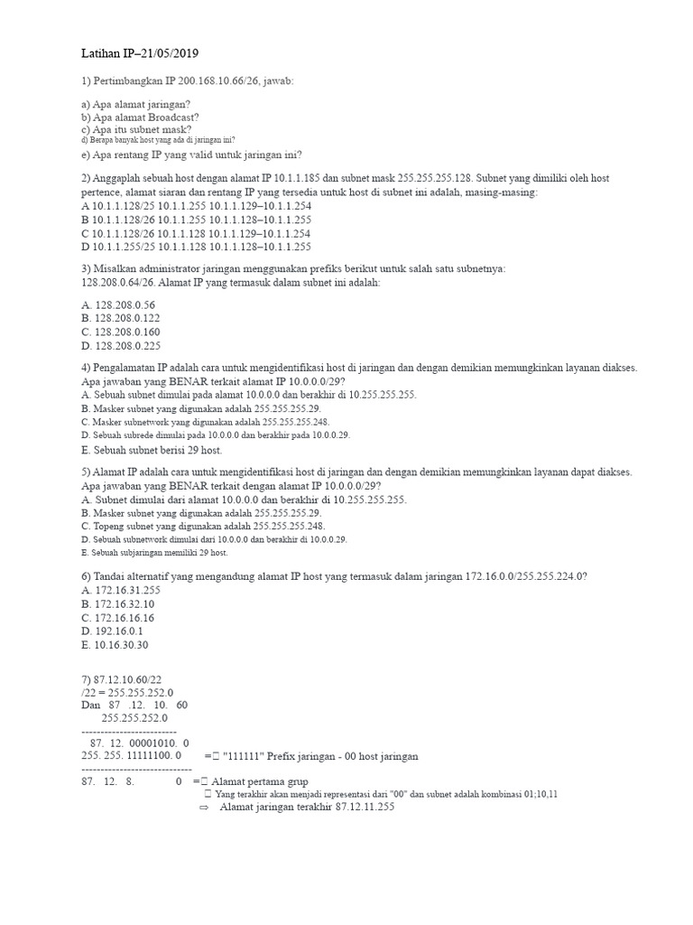 Panduan Lengkap Pengalamatan IP dan Subnet | PDF