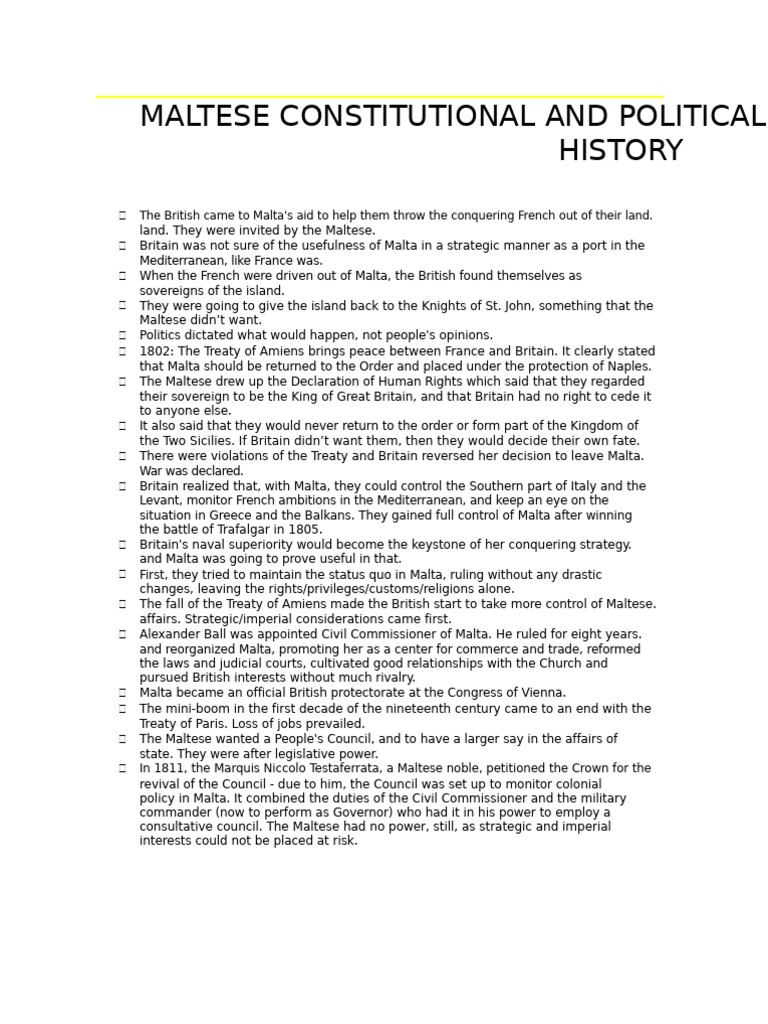 Malta's British Colonial History Overview | PDF | Cost Of Living ...