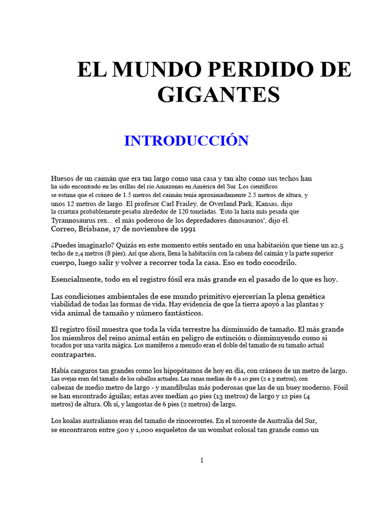 El Mundo Perdido de Los Gigantes | PDF | Hacha | Evolución