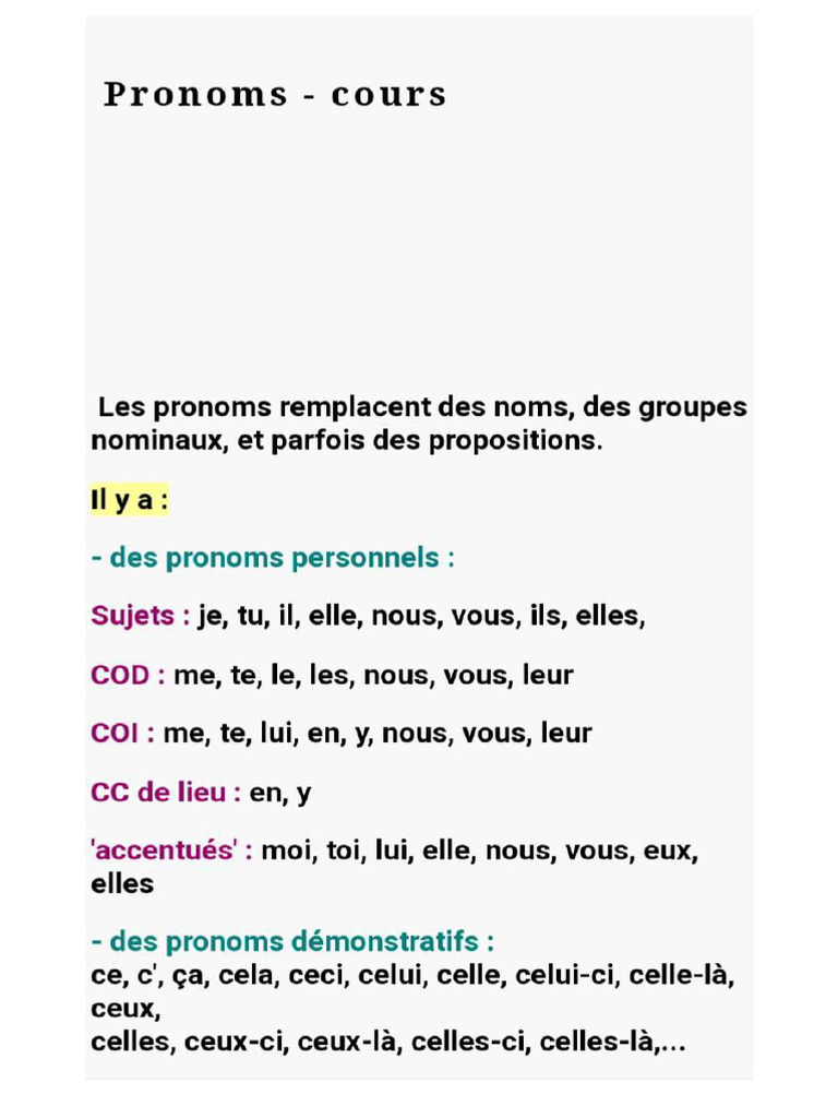 Les Pronoms | PDF