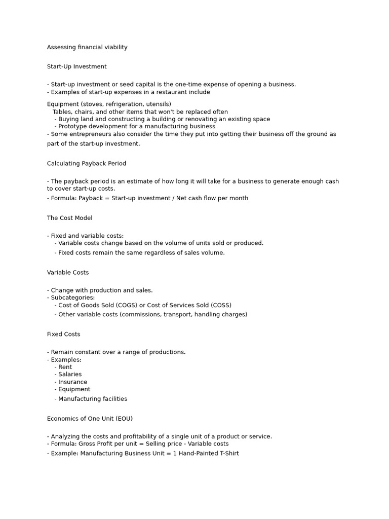 Assessing Financial Viability | PDF