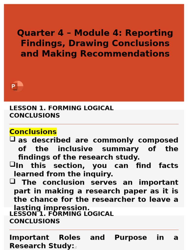 Conclusions and Recommendations Guide | PDF | Inquiry | Methodology