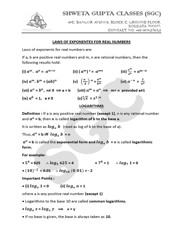 Applied 11 - Indices & Logarithms | PDF | Logarithm | Exponentiation