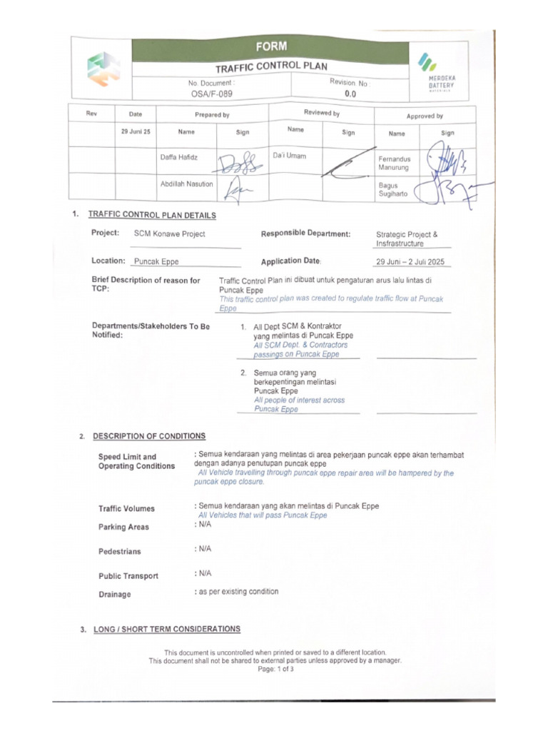 Traffic Control Plan | PDF