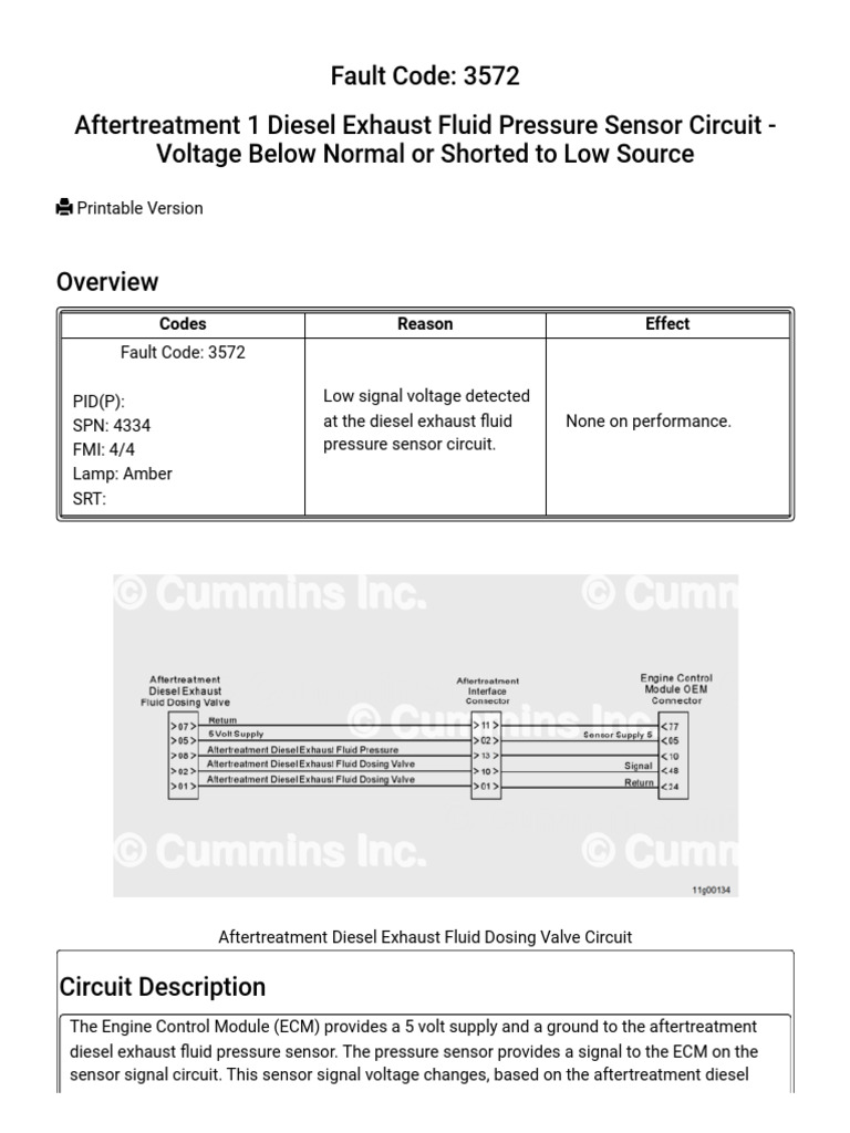 Aftertreatment 1 Diesel Exhaust Fluid Pressure Sensor Circuit - Voltage ...