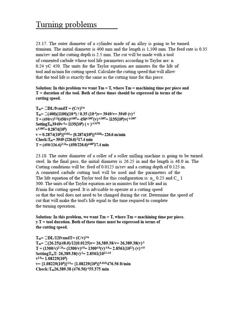 Turning Problems | PDF