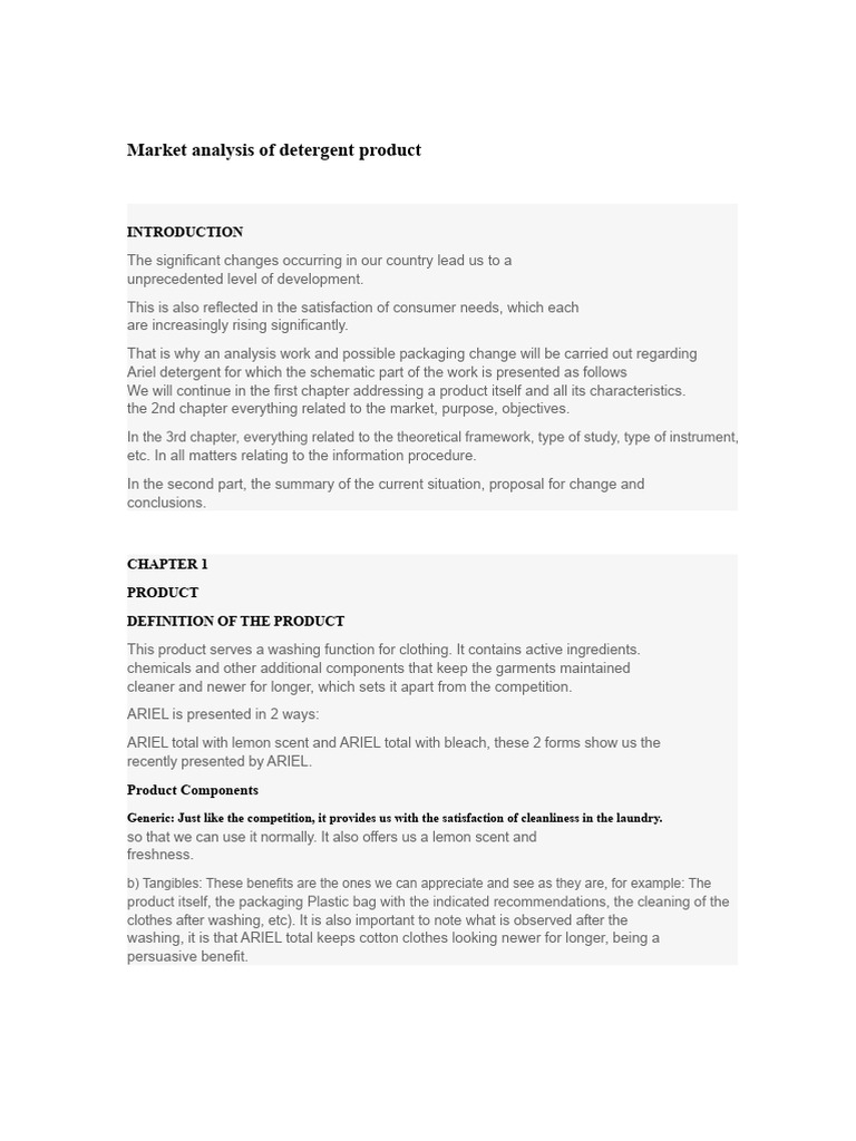 Ariel Detergent Market Analysis Report | PDF | Detergent | Clothing