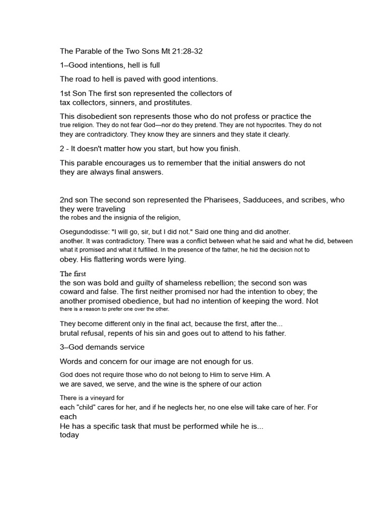 The Parable of Two Sons Explained | PDF