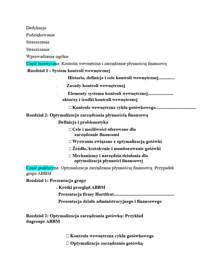 Plan Pracy PFE | PDF
