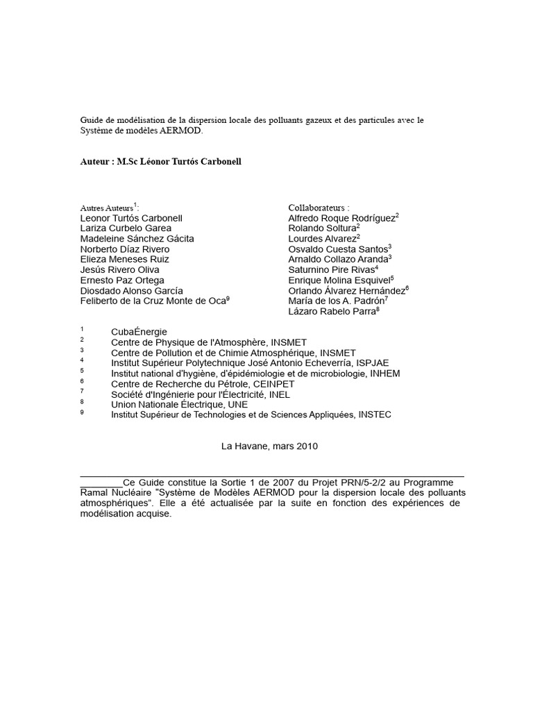 Guide AERMOD | PDF | Pollution de l'air | la pollution