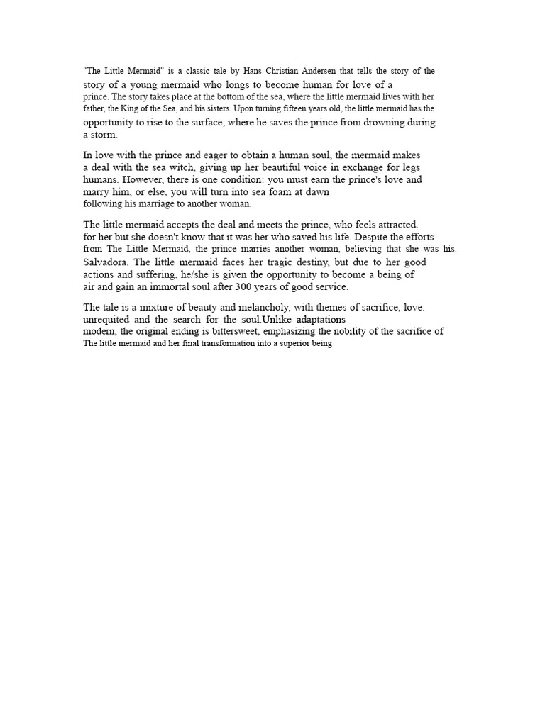 The Little Mermaid Summary | PDF