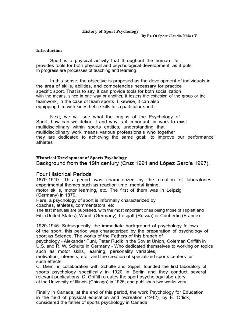 Evolution of Sports Psychology (1965-1979) | PDF | Psychology | Sports
