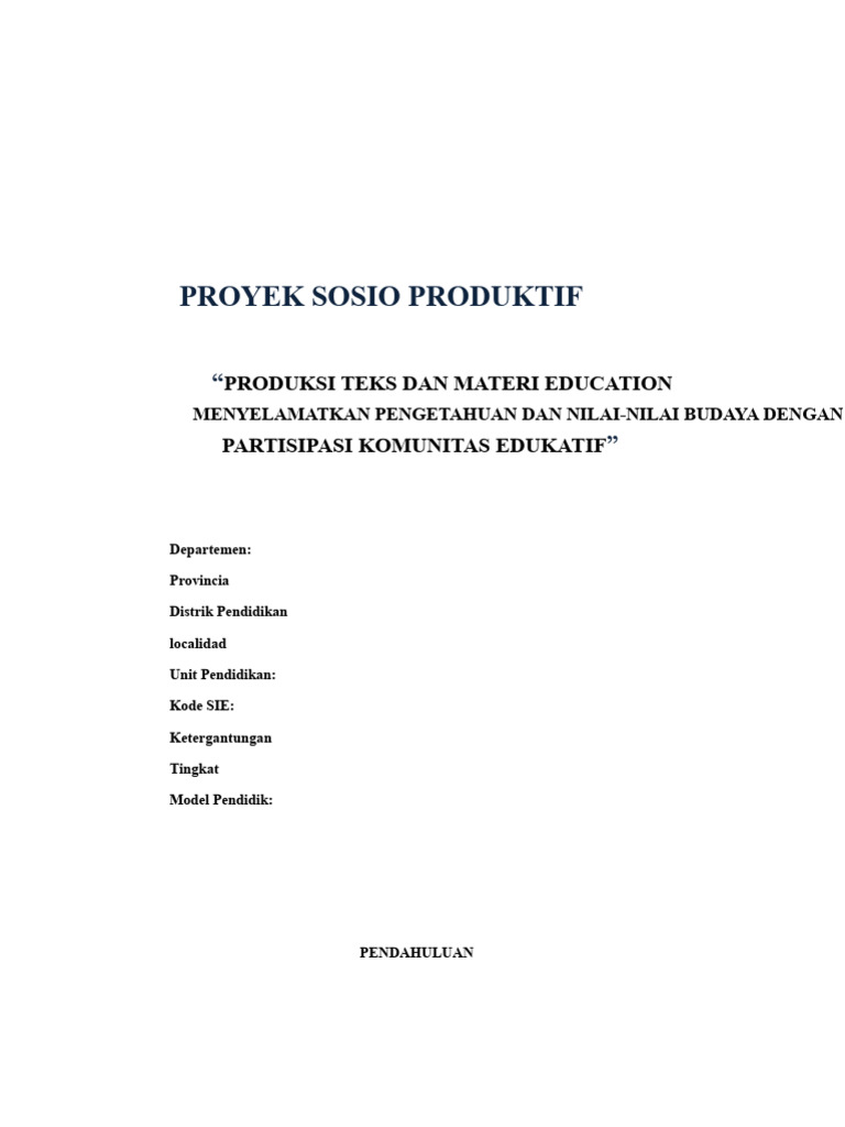 Proyek Sosio Produktif | PDF