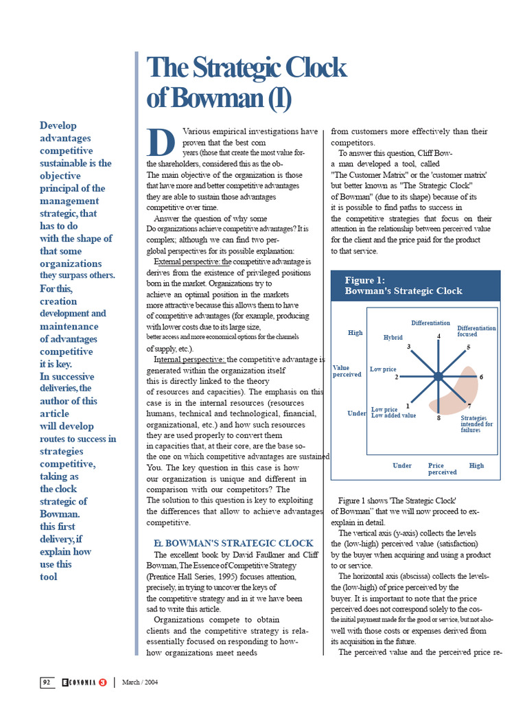 The Strategic Clock of Bowman (I) | PDF | Competitive Advantage ...