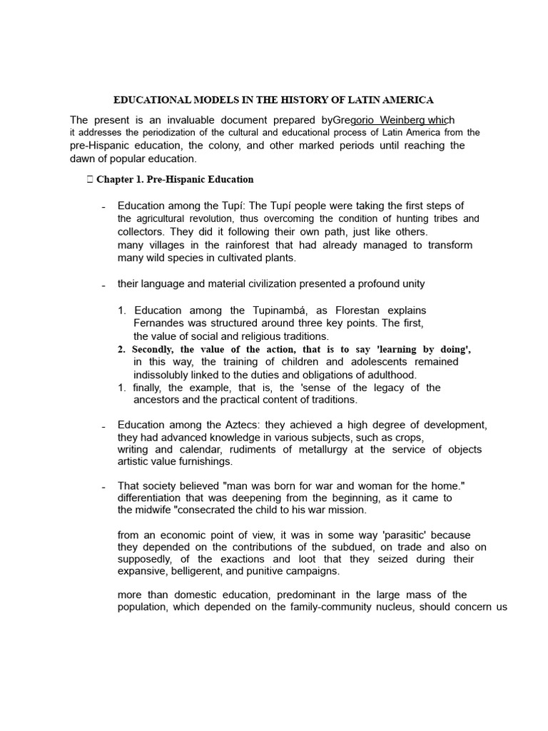 Educational Models in The History of Latin America | PDF | Inca Empire ...