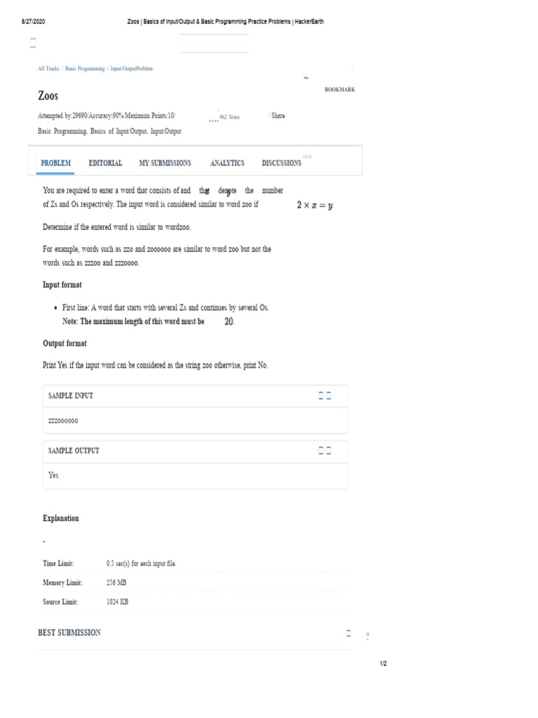 Zoos - Basics of Input - Output & Basic Programming Practice Problems ...