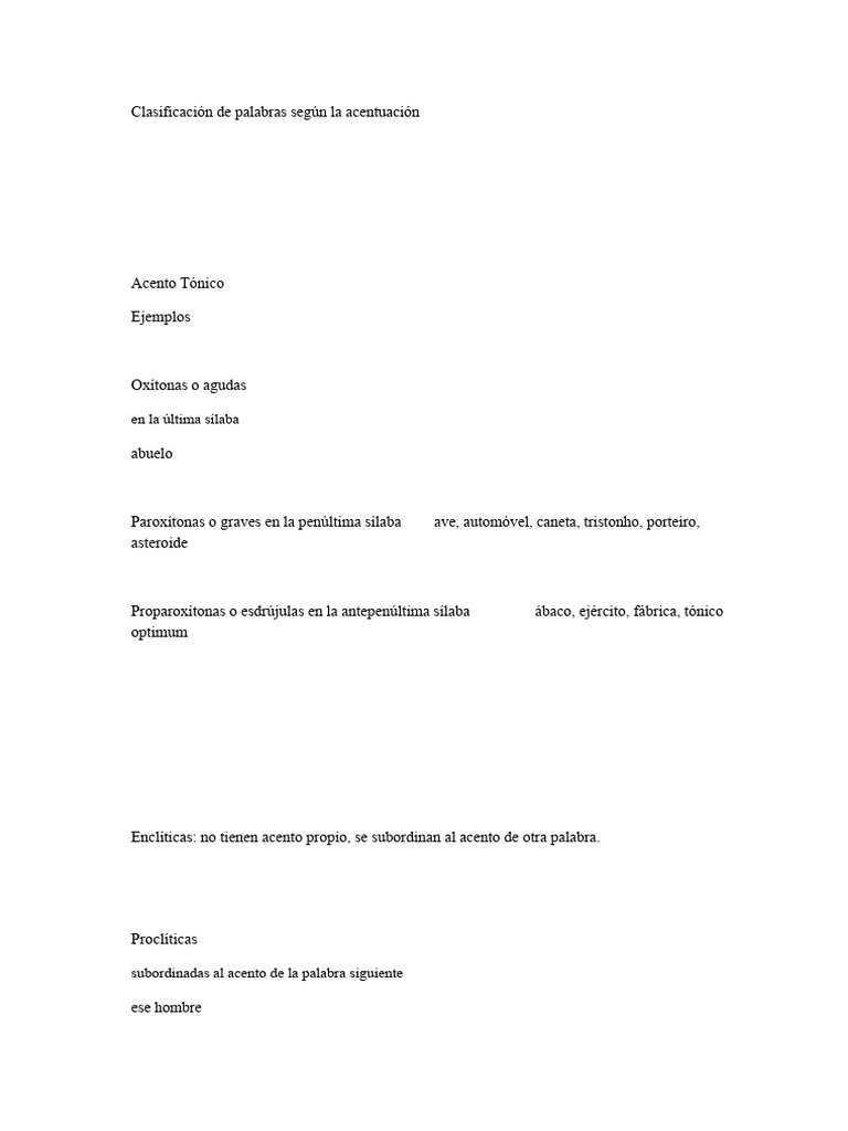 Clasificación de Palabras Según La Acentuación | PDF