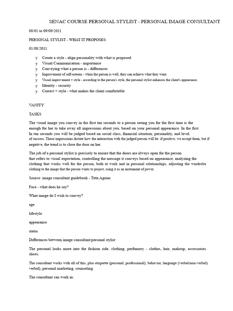 Senac Personal Stylist Course | PDF | Fashion | Brown